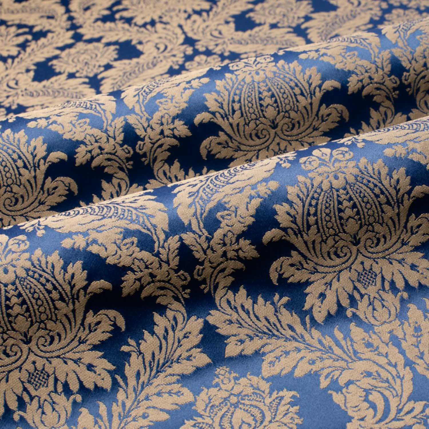 Elegant Patterned Blue Damask Curtain and Upholstery Fabric | Raphael ...