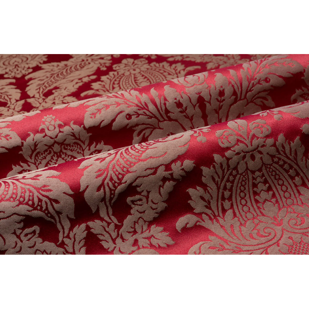Elegant Patterned Red Damask Curtain and Upholstery Fabric | Raphael ...